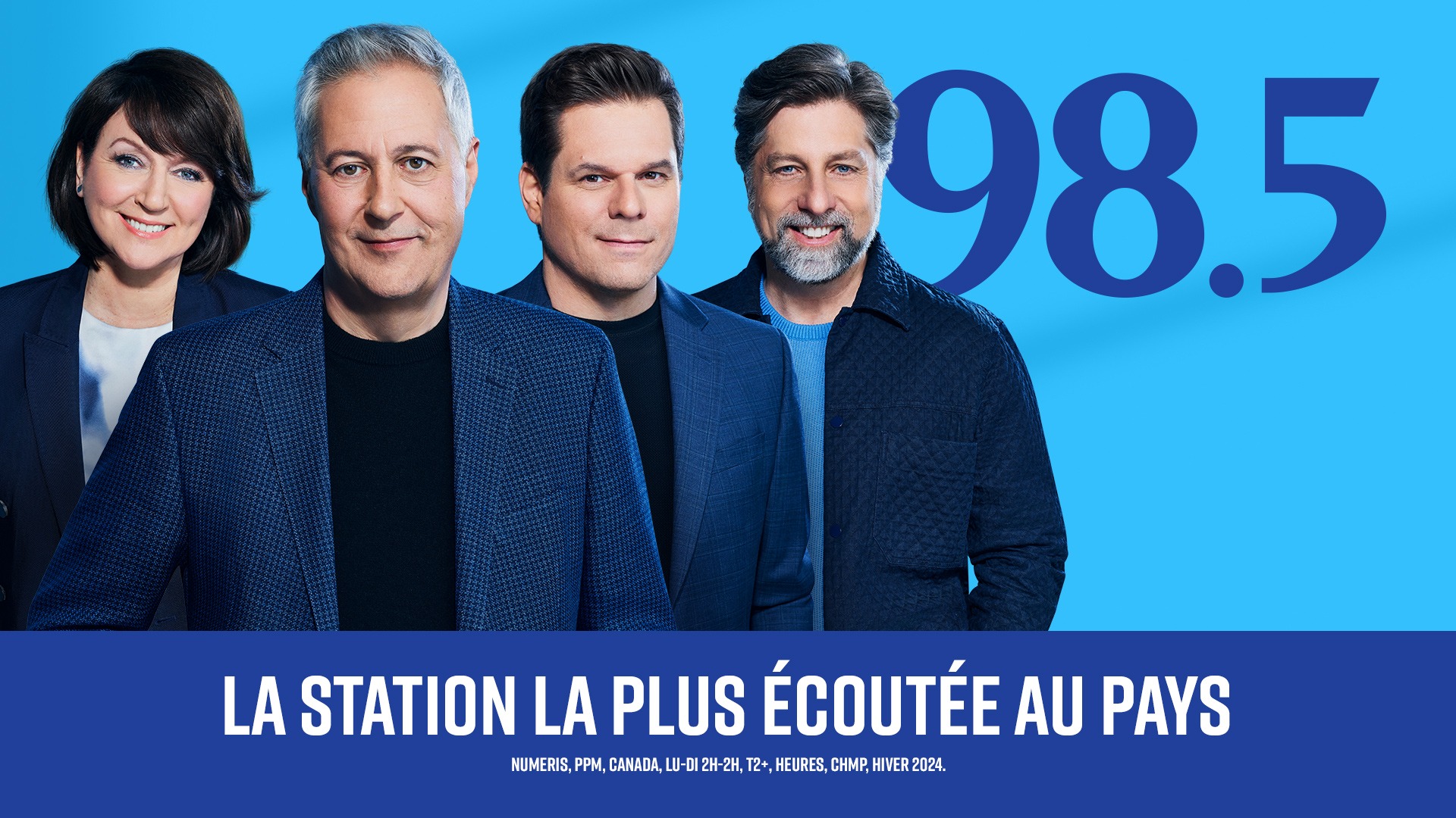 Sondage Numeris de l’hiver 2024 | Le 98.5 est toujours numéro un au Canada! — 98.5 Montréal