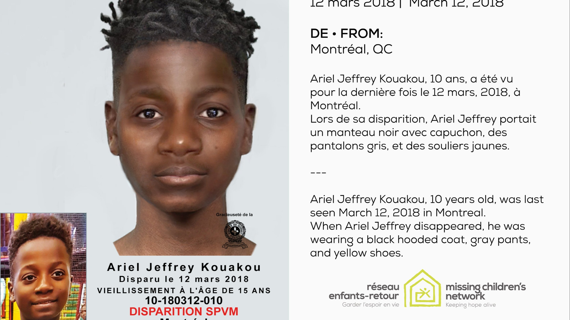 6 ans depuis la disparition d'Ariel Kouakou — 98.5 Montréal